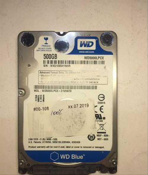 Жёсткий диск HDD WD5000lpcx 500gb