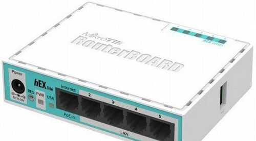 Роутер Mikrotik hEX lite (5х100Мбит/с) RB750r2