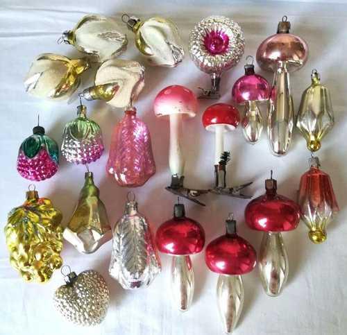 Елочные игрушки СССР бутоны грибы