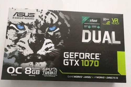Видеокарта GeForce gtx 1070 Asus dual, новая с чек