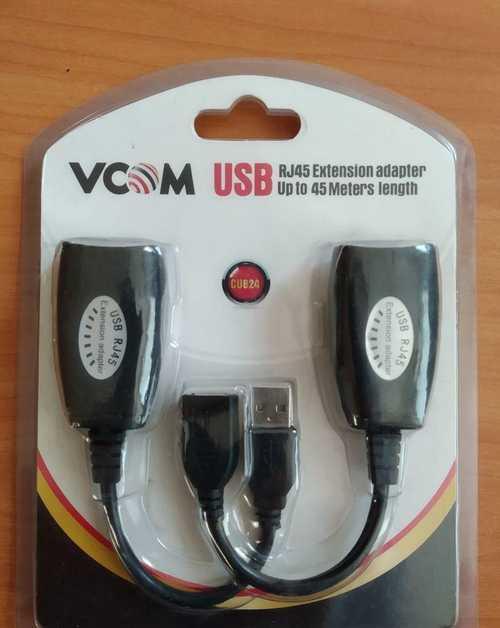 Удлинитель USB по витой паре Vcom CU824 (до 45м)