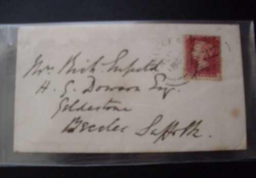 Конверт с маркой, Англия 1857 год