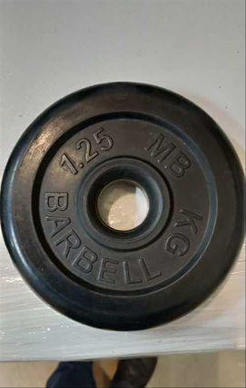 Блины 1,25 и 2,5 кг barbell, гантеля 40кг