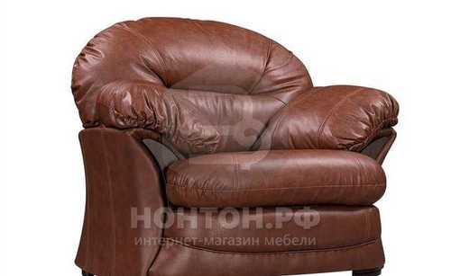 Кресло Ланкастер кожаное коричневое