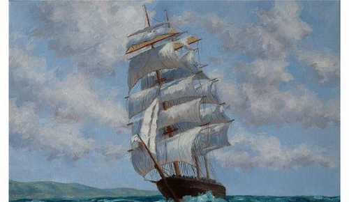 Картина маслом Корабль (Морской пейзаж)