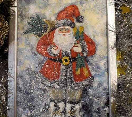 Новогодний сувенир картина "Снежный санта"