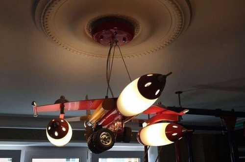 Детский подвесной светильник самолет для мальчиков