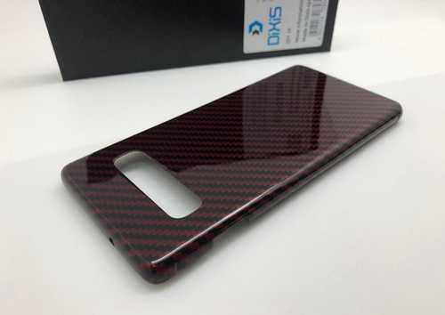Карбоновый чехол на Samsung S10 красный глянцевый