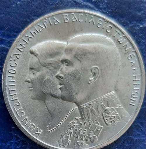 Монета 30 драхм 1964 год, Греция. серебро