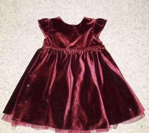 Платье бордовое блестящее 68