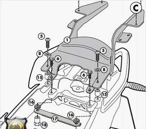 Крепеж центрального кофра BMW R 1200 R (11 - 14)