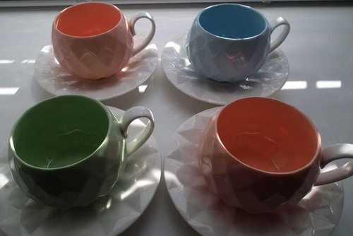 Чайный набор, 4 чайные пары фарфор Lefard (Лефард)