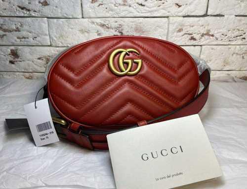 Сумка на пояс Gucci GG Marmont Red