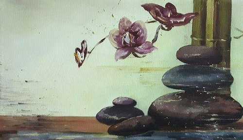 Орхидеи, картина для медитации масло,холст
