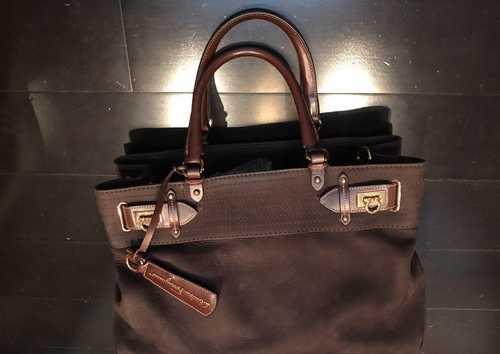 Сумка Salvatore Ferragamo suede brown bag замша