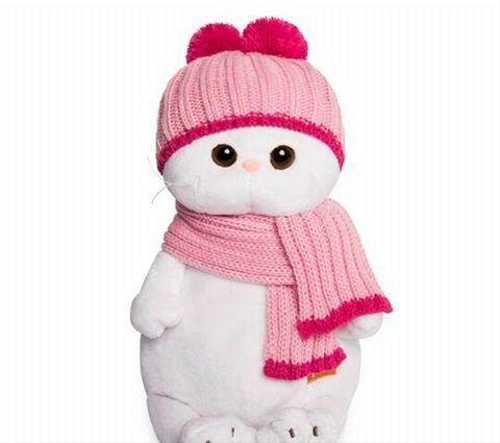 Мягкая игрушка Basik&Ko Кошечка Ли-Ли в розовой шапке с шарфом, 24 см (LK24-022)