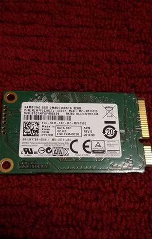 Ssd msata диск 32 gb samsung mlc