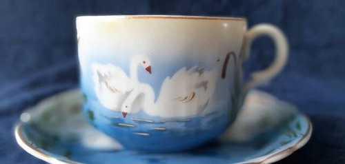 Чайная пара "Лебеди" Мархлевский фарфор. 30 е годы