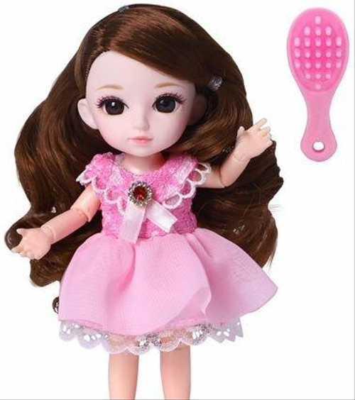 Кукла шарнирная Funky Toys Малышка Лили, шатенка, с расческой, 16 см (FT72004)
