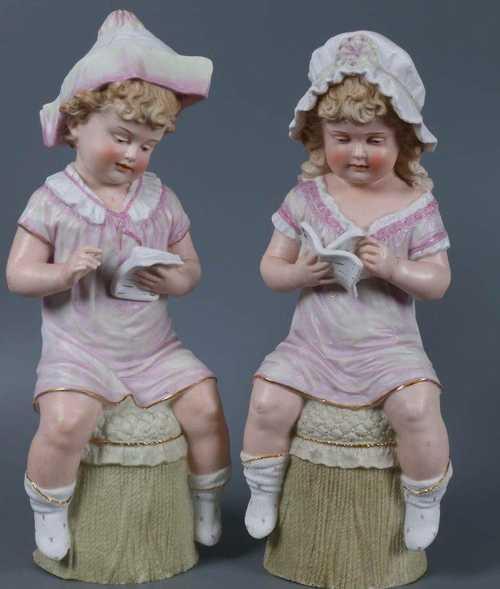 Редкость Старинные фарфоровые парные статуэтки. Ге