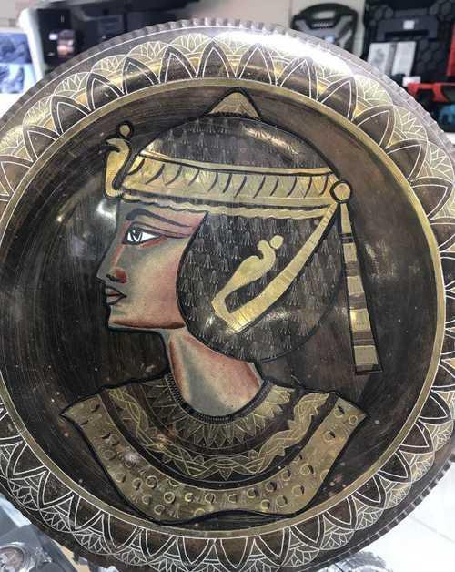 Настенная тарелка Фараон медь, латунь