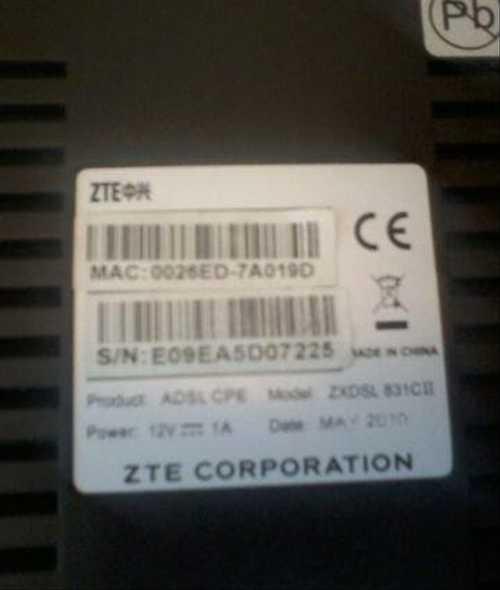 Роутер ZTE zxdsl 831 Series.Блок питания 60вт24в