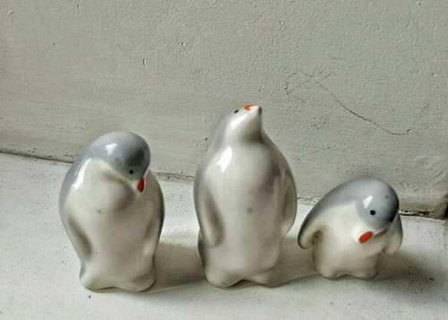 Фарфоровые статуэтки "Пингвины" лфзи СССР