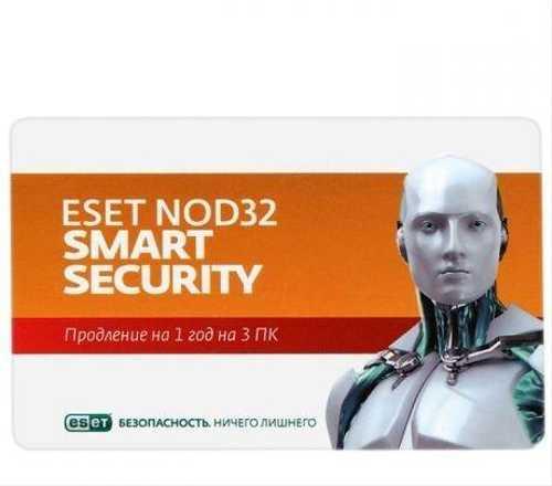 Eset NOD 32 smart security продление на 1 год 3пк