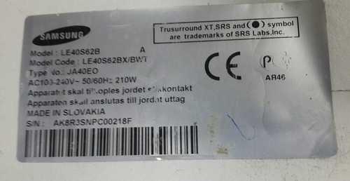 SAMSUNG LE40S62B Запчасти