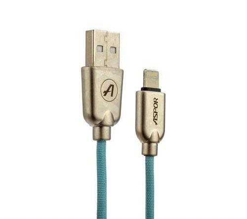 USB дата-кабель aspor Lightning зеленый, 1.2 м