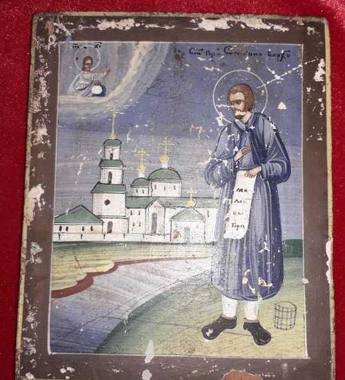 Икона "Святой Симеон", 19 век. Размер 13,2х10,8 см