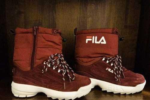 Зимняя обувь Fila новая дутики Burgundy-G