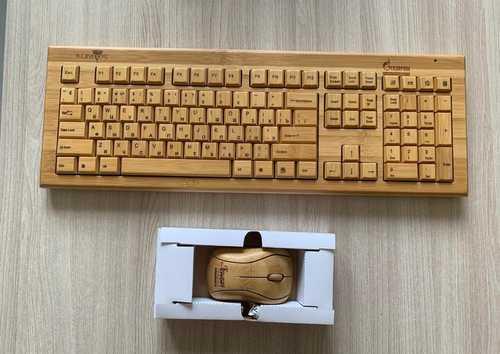 Клавиатура и мышь (деревянные)