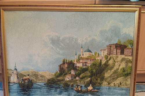 Картина гобелен - белая церковь (берег Волги)