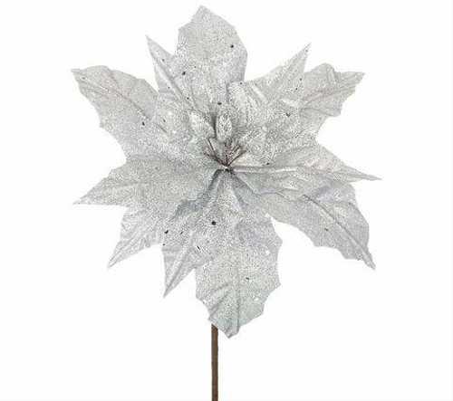 Цветок искусственный пуансетия диаметр - 25 см на клипсе. цвет: серебро Lefard 241-1703