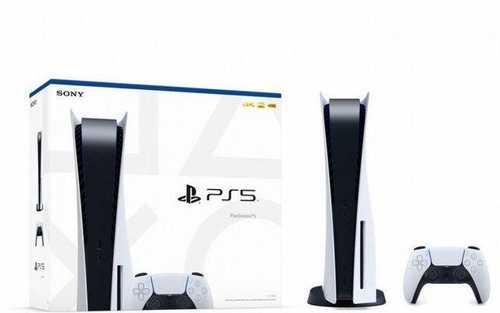 Sony playstation 5 с дисководом + 2 геймпада, ps+