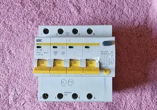 Диф автомат IEK c16 30mA 4х полюсный