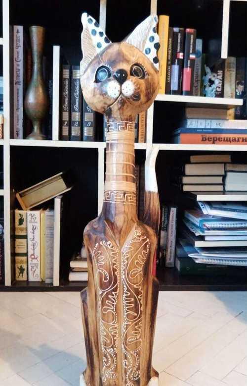 Кот деревянная статуэтка