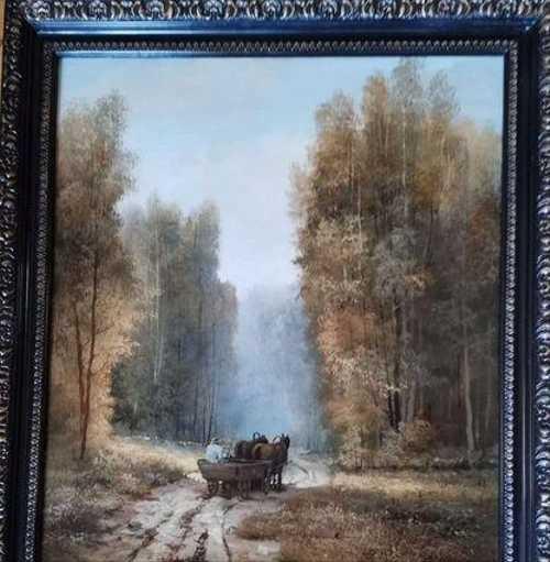 Картина Дорога в лесу, масло