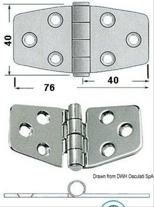 Петля 76x40х2.0мм, нержавеющая сталь Osculati