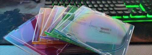 Коробки для CD slim, новые, разноцветные (65 шт.)
