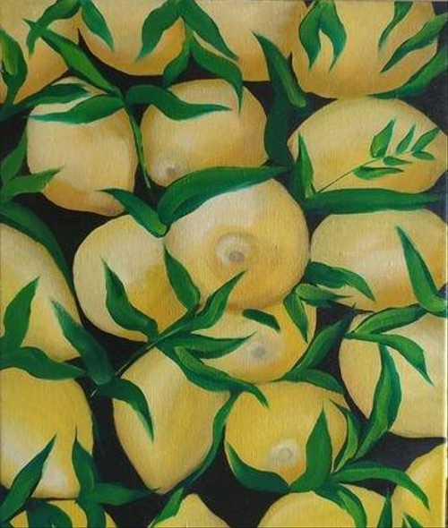 Интерьерная картина маслом на холсте "Лимоны"