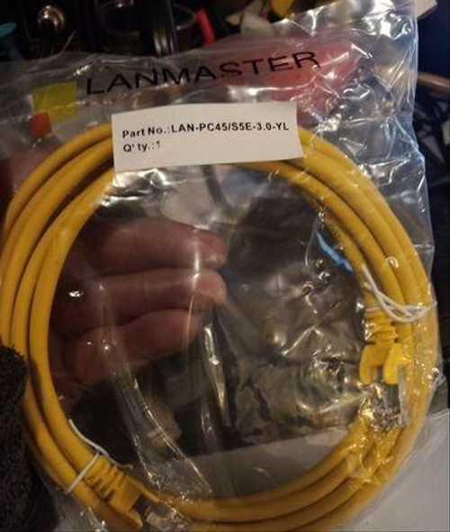 Кабель патч-корд 3м Lanmaster LAN-PC45/S5E-3.0-YL