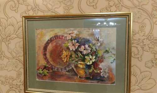 Картина Акварель "Цветы в вазе"
