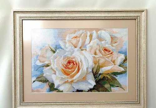 Картина вышивка крестом Белые розы