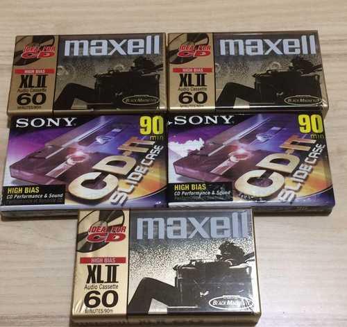 Аудиокассеты хром Maxell и Sony новые