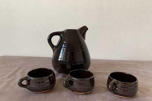 Глиняный кофейный набор