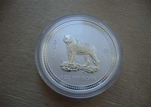 Австралия 1 доллар 2007 Год тигра 2010 Лунар 1 Сер
