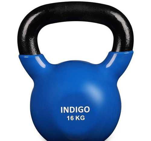 Гиря чугунная Indigo IN132 черно-синия 16кг