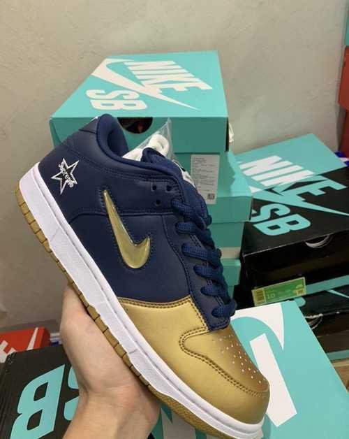Nike Sb X Supreme Dunk Low Navy Gold Blue 2019